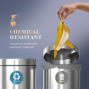 VBAP CORP Recycle Trash Bin Sticker - (Pack of 4) 3" Round Logo Sign Decal Labels Self-Adhesive Vinyl Laminated. Waterproof Indoor and Outdoor (Aquamarine/Grey)