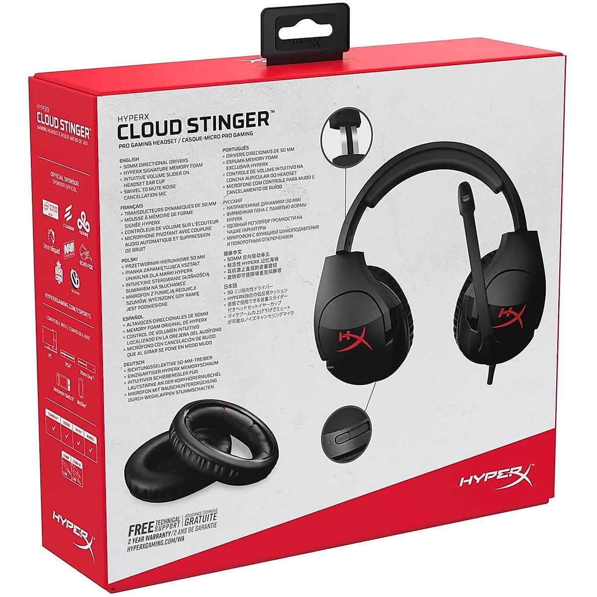HyperX Cloud Stinger – Gaming Headset, Lightweight, Comfortable Memory Foam, Wired, Swivel to Mute Noise-Cancellation Mic, Works on PC, PS4, PS5, Xbox One/Series X|S, Nintendo Switch and Mobile ,Black