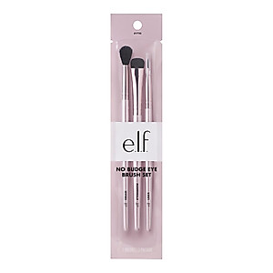 e.l.f. No Budge Brush Trio, 3-Piece Eyeshadow Brush Set For Applying & Blending Color, Use With The No Budge Cream Eyeshadows, Vegan & Cruelty-Free