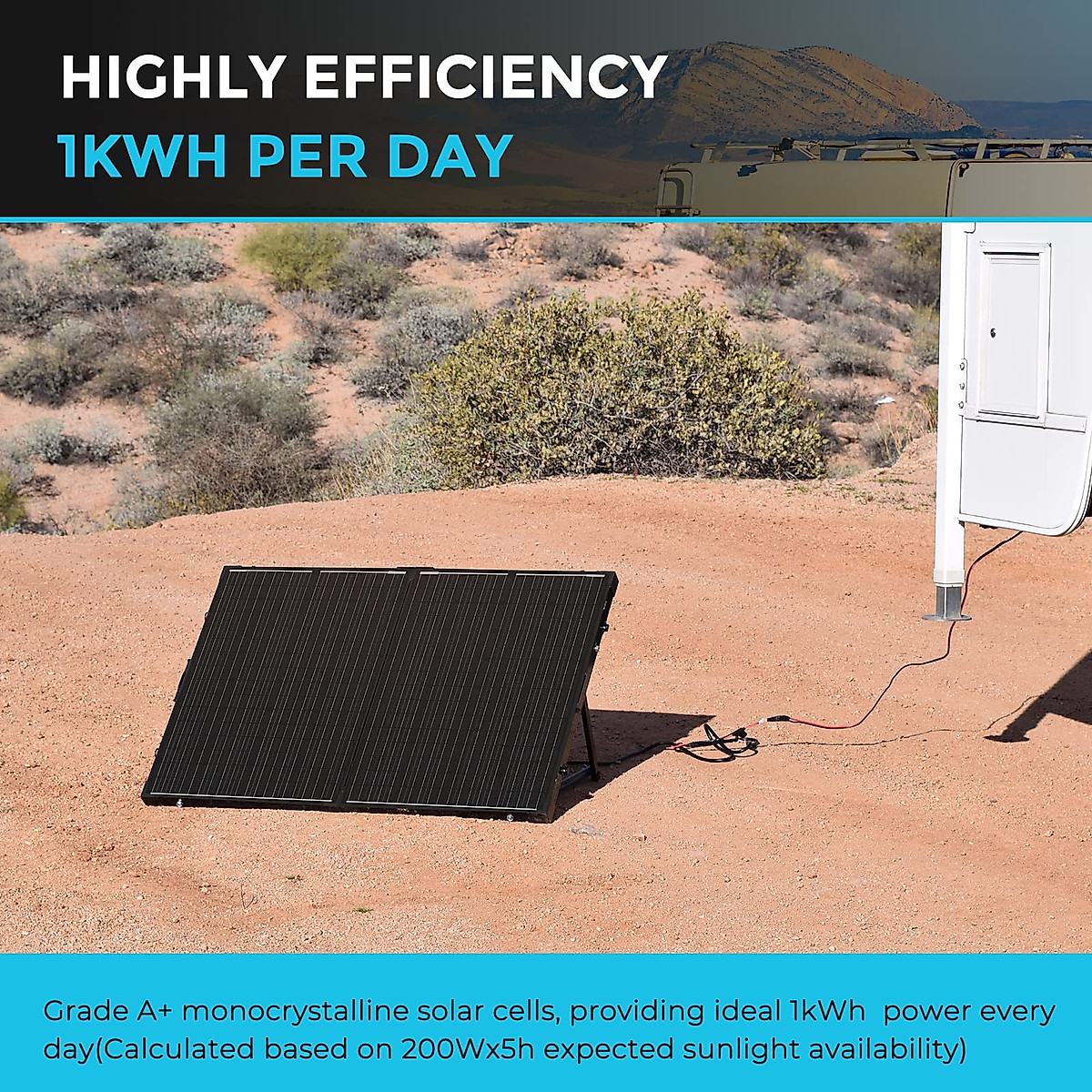 Renogy 200 Watt 12 Volt Portable Solar Panel Kit with 15Ft Extension Cable