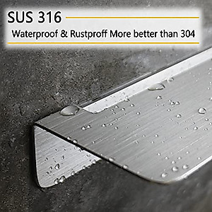 Frafuo No Drill Shelf 9.45 Inch-3M VHB Stick on Shelf(Super Adhesive)- 3m Shelf Minimalist Design SUS 316 Laser Cut Stainless Steel Shelves-Max Bearing 20LB in Self Adhesive Shelf for Wall