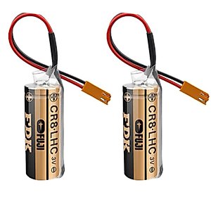 BAOBUTE 2Pcs 2600mAh CR8.LHC 17450 Battery for Fuji Battery Memory Backup Power Source Water Meters Battery with Brown Plug, 17*45 mm