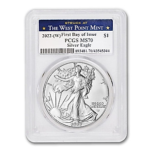 2022 (W) 1 oz American Silver Eagle MS-70 (First Day of Issue - Struck at the West Point Mint) $1 MS70 PCGS