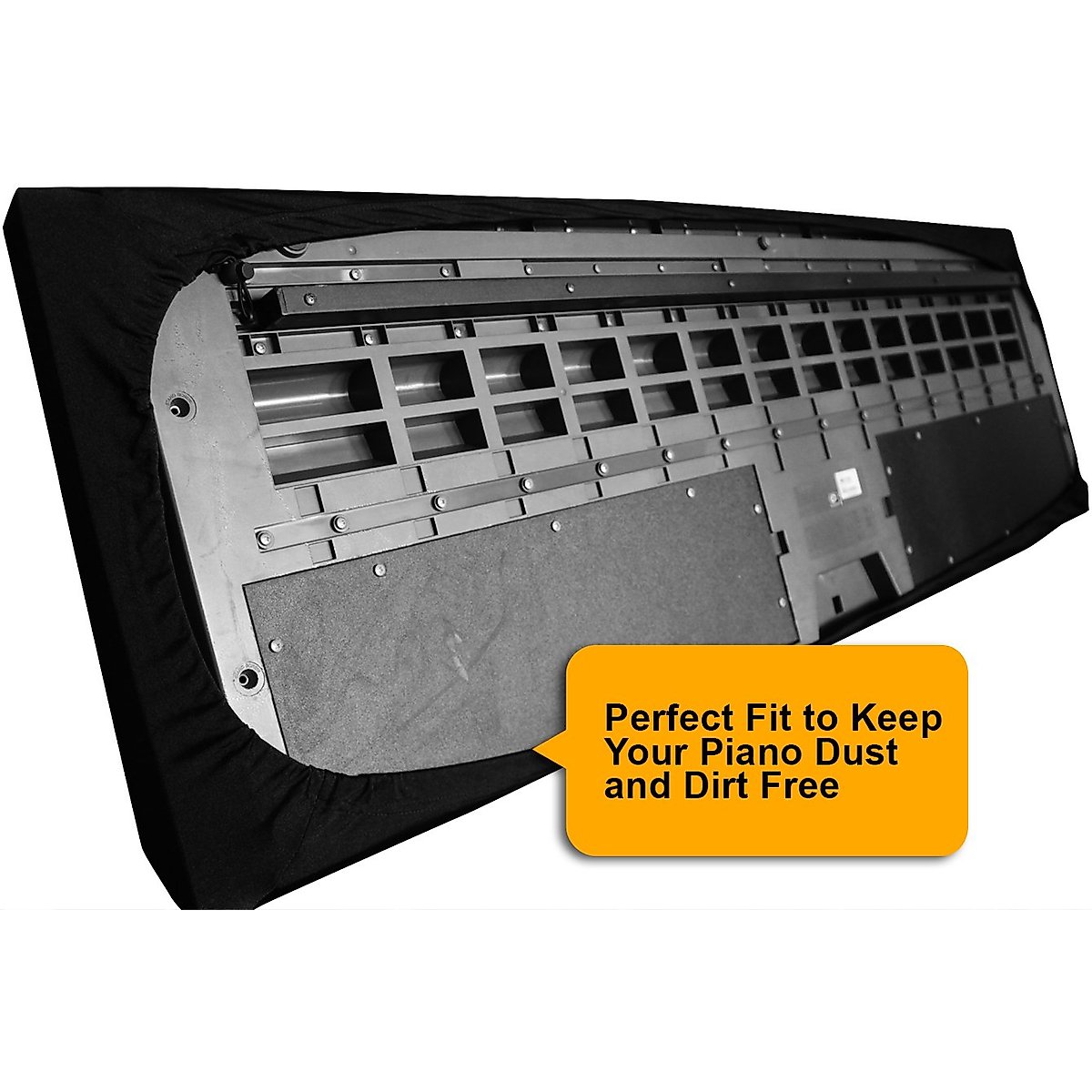 Piano Keyboard Dust Cover for 88 Keys - Piano Chord EBook Included - Made of Nylon/Spandex - Comes Complete with Built-In Bag, Elastic Cord and - Locking Clasp - Keep It Free From Dust and Dirt!