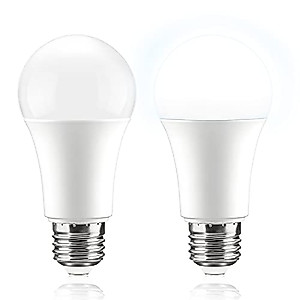 Dusk to Dawn Light Bulbs Outdoor 100 Watt Equivalent - 2 Pack E26 12W Automatic On/Off Sensor Light Bulb Daylight 6000K A19 Outdoor LED Light Bulbs