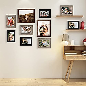 LUCKYLIFE Gallery Wall Frame Set, Picture Frames Collage 10-Pack for Wall or Tabletop with 8x10 5x7 4x6 Frames in 3 Different Finishes