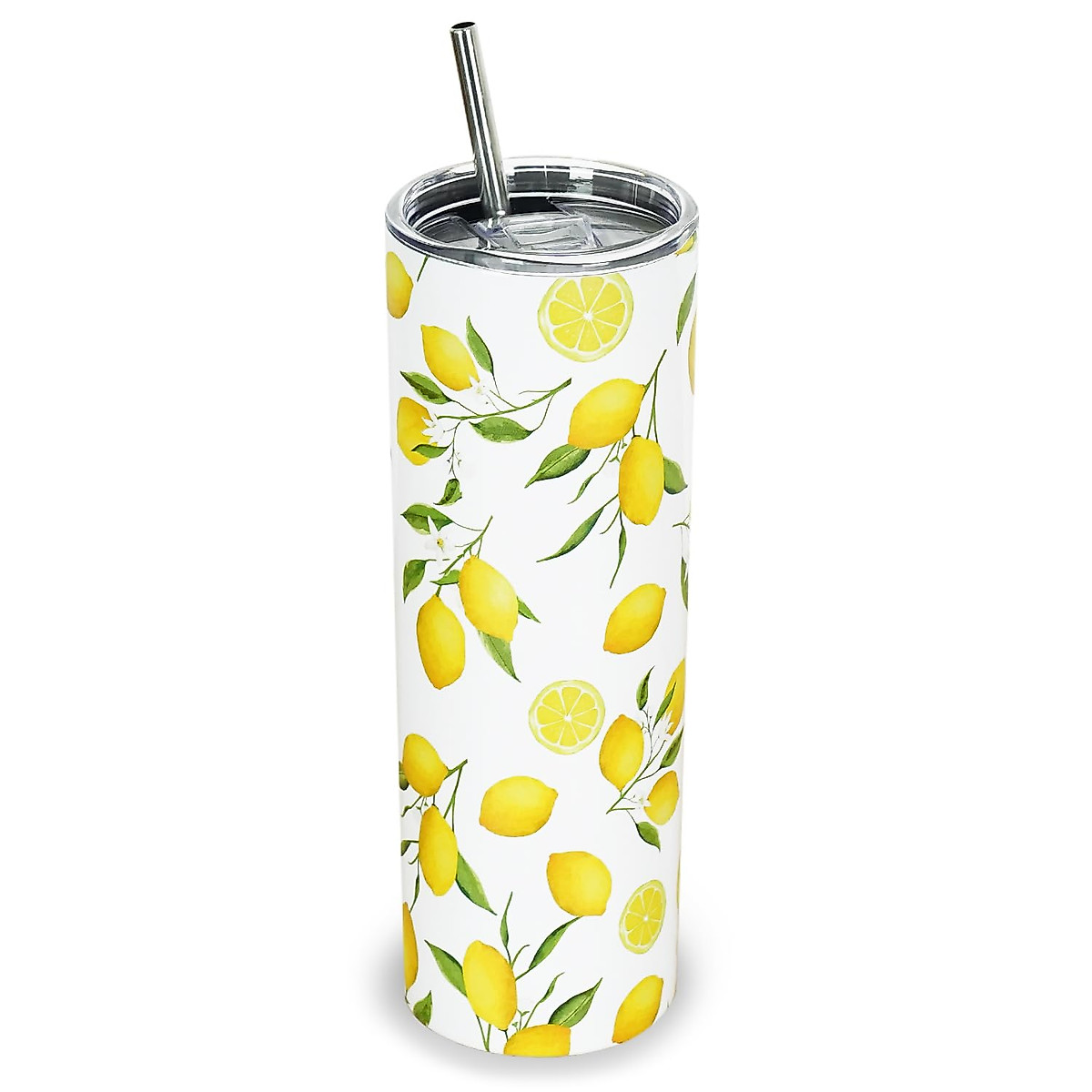 Yellow Lemon Tumbler 20 Oz, Summer Lemon Gifts for Women Girls, Lemon Tumbler Coffee Mug Cup Water Bottle Drinking Cup for Cold or Hot Drinks, Lemon Stuff Accessories Things