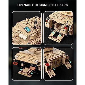 BOOLAKOS Merkava Mark IV, Convertible Merkava Mk4 Main Battle Tank and M2 Bradley Infantry Fighting Vehicle Model, 2 in 1 Military Building Block Set for Adult Gift Giving (659 Pieces)