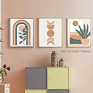 XUOIAYNB Abstract Boho Wall Art Prints, Minimalist Geometric Sun Canvas Wall Art (8"x10"x6pcs, Unframed)-Mid Century Modern Art Print for Bedroom Decoration