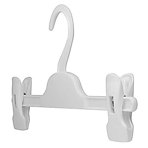 HANGERWORLD Kids Pants Hanger with Adjustable Clips (10 Pack, White) - 11inch Perfectly Sized for Baby, Kids, Child and Teens Pants, Skirts, Slacks and Jeans