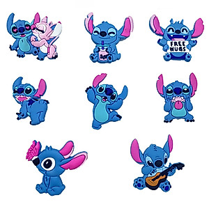 ZOSTLAND Blue ET Monster Baby Shoe Charms Cartoon PVC Resin Shoe Decoration Accessories for Teen Girls Boys Women Men Adult Adult Birthday Gift (Alien-8pcs)