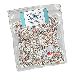 PackFreshUSA: 200 Pack - 50cc Oxygen Absorber Packs - Food Preservation - Long-Term Food Storage Guide Included
