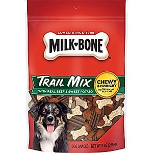 Milk-Bone Trail Mix Chewy & Crunchy Dog Treats, Real Beef & Sweet Potato, 9 Ounce (Pack of 6)