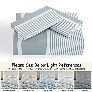 Bedduvit Striped King Duvet Cover Set - 100% Cotton Blue-Gray Duvet Cover King Size, 3 Pieces Grey Stripe Duvet Cover Set, Simple Modern Bedding Comforter Cover with Zipper Closure & 8 Ties, 104"x90"