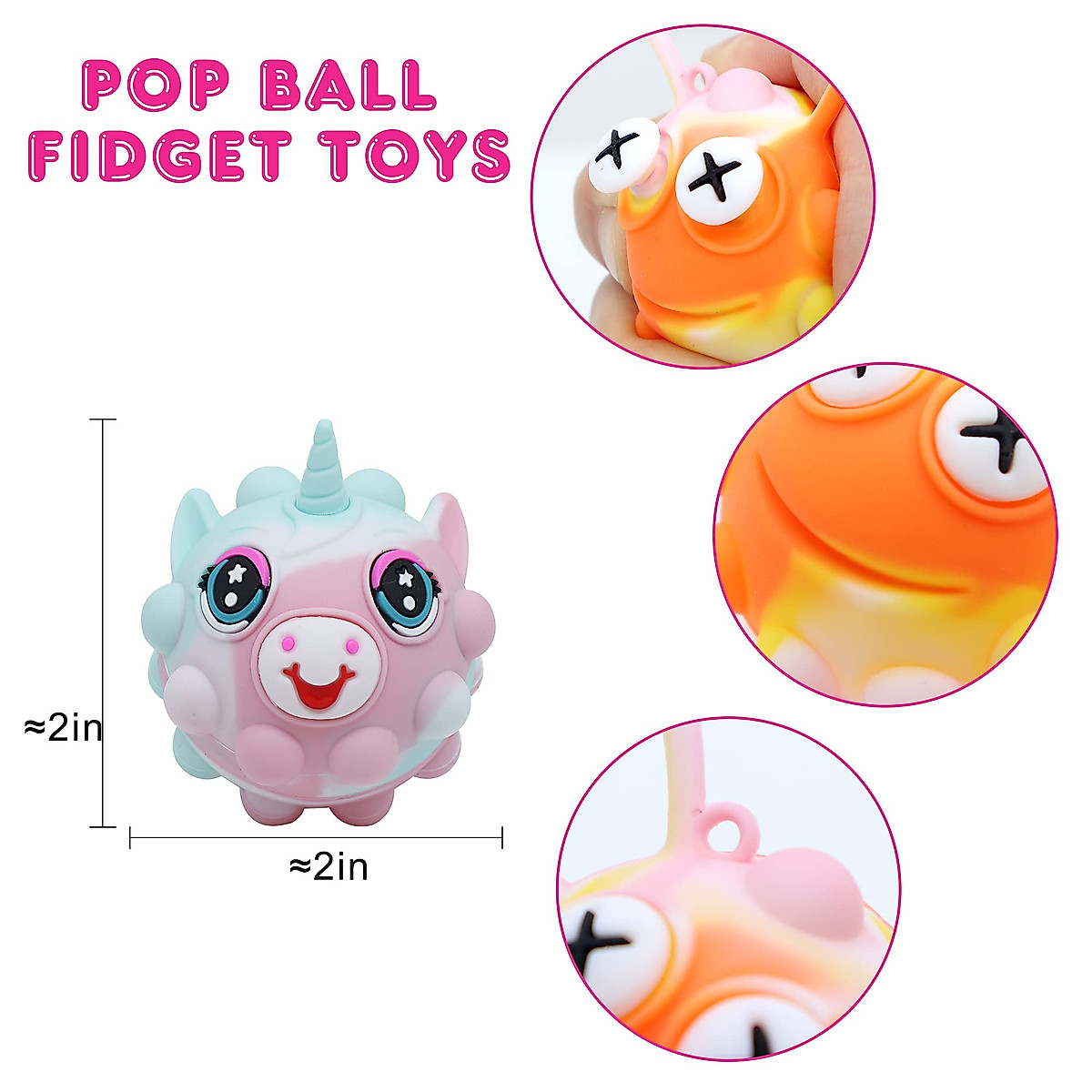 KissFree 18 PACK Animal Pop Balls Party Favors for Kids,3D Pop Balls Its Fidget Toys,Birthday Gifts for Kids,Goodie Bag Stuffers,Pinata Stuffers,Carnival Prizes,Treasure Box Toys,Classroom Prizes