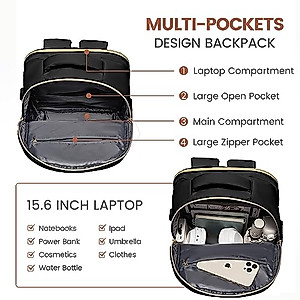 LOVEVOOK Laptop Backpack for Women,15.6 Inch College Travel Work Computer Back Pack,Backpacks with USB Port,Water Resistant Back pack with Laptop Compartment for Teacher Nurse,Black