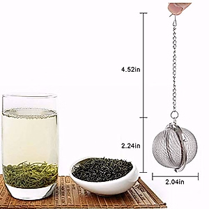 SHUO 2pcs Stainless Steel Tea Strainer Mesh Tea ball Filter Net Round With Chain