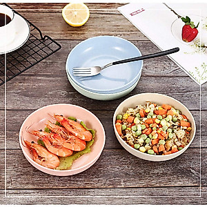 Betinyar 4 Pcs 14.3cm Lightweight Wheat Straw Plates, Unbreakable Dinner Plate, Anti-Fallen, Dishwasher Microwave Safe Plates (beige)