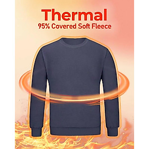 Boladeci Mens Sweatshirts Crewneck Fleece Lined Pullover Essentials Plain Soft Warm Winter No Hood Blank Navy Long Sleeve Shirts for Men Athletic Tops