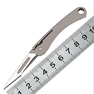 Samior TS105 Titanium Folding Scalpel Knife, Mini Slip Joint Utlitly EDC Keychain Knife with 10pcs 11# replacable Blades, Craft Working, Box Opening, Light Daily Use Knives
