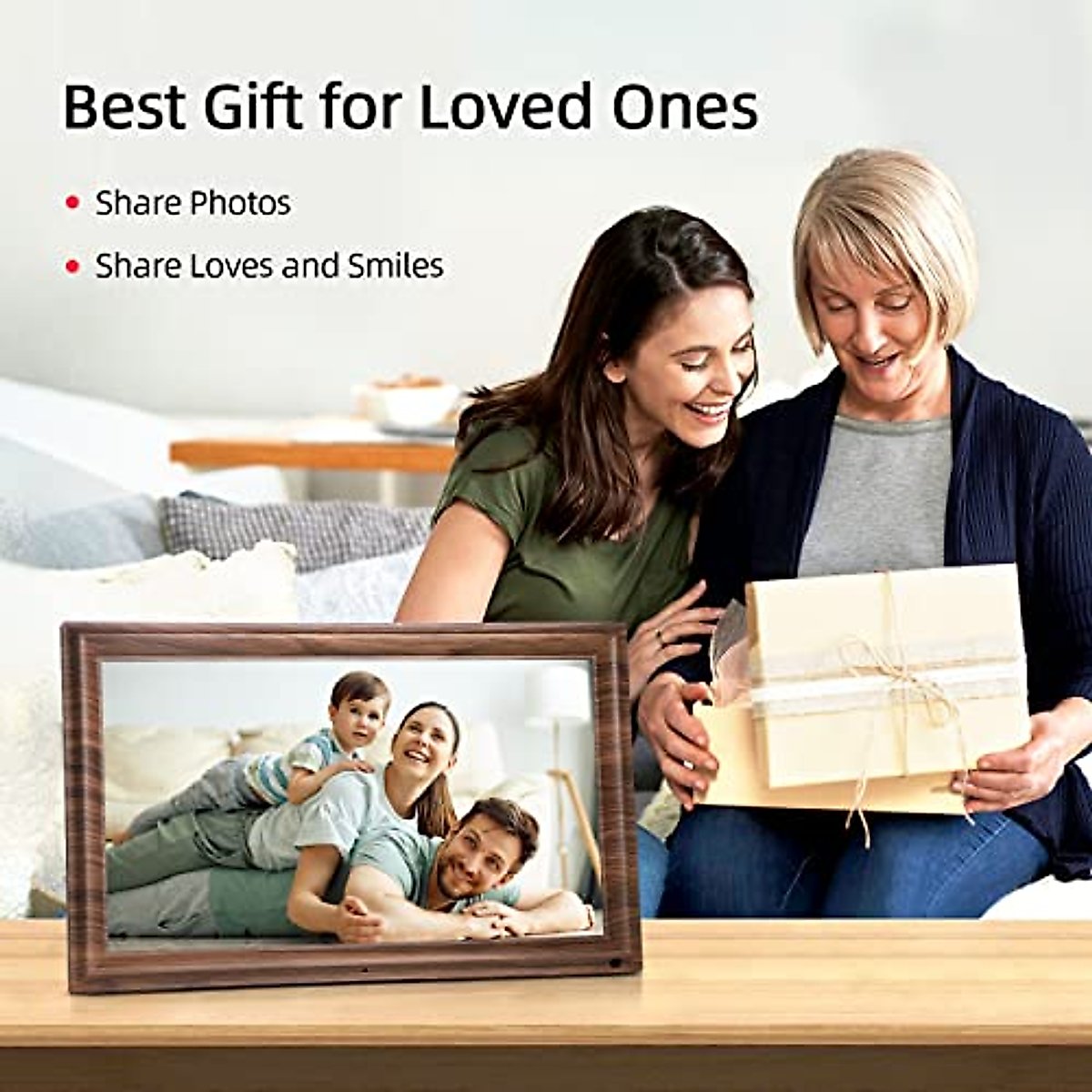 Digital Photo Frame 16 Inch WiFi Digital Picture Frame IPS HD Touch Screen Smart Cloud Photo Frame with 32GB Storage, Auto-Rotate, Share Photos or Videos Instantly from Anywhere via Frameo App