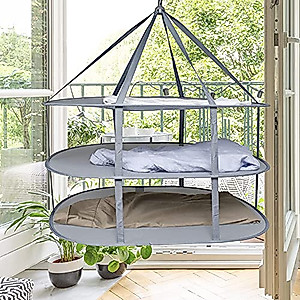 JY LIVING Folding Hanging Dryer for Clothes, Laundry, Sweater, Swimsuit and Clothing Easy Unfolding and Foldable Hanger Rack for Indoor, Outdoor, Outside and Camping Portable Design of Mesh (3 Tier)