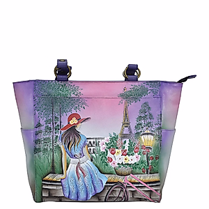 Anna by Anuschka Women's Hand Painted Genuine Leather Large Shoulder Tote - Paris Sunrise