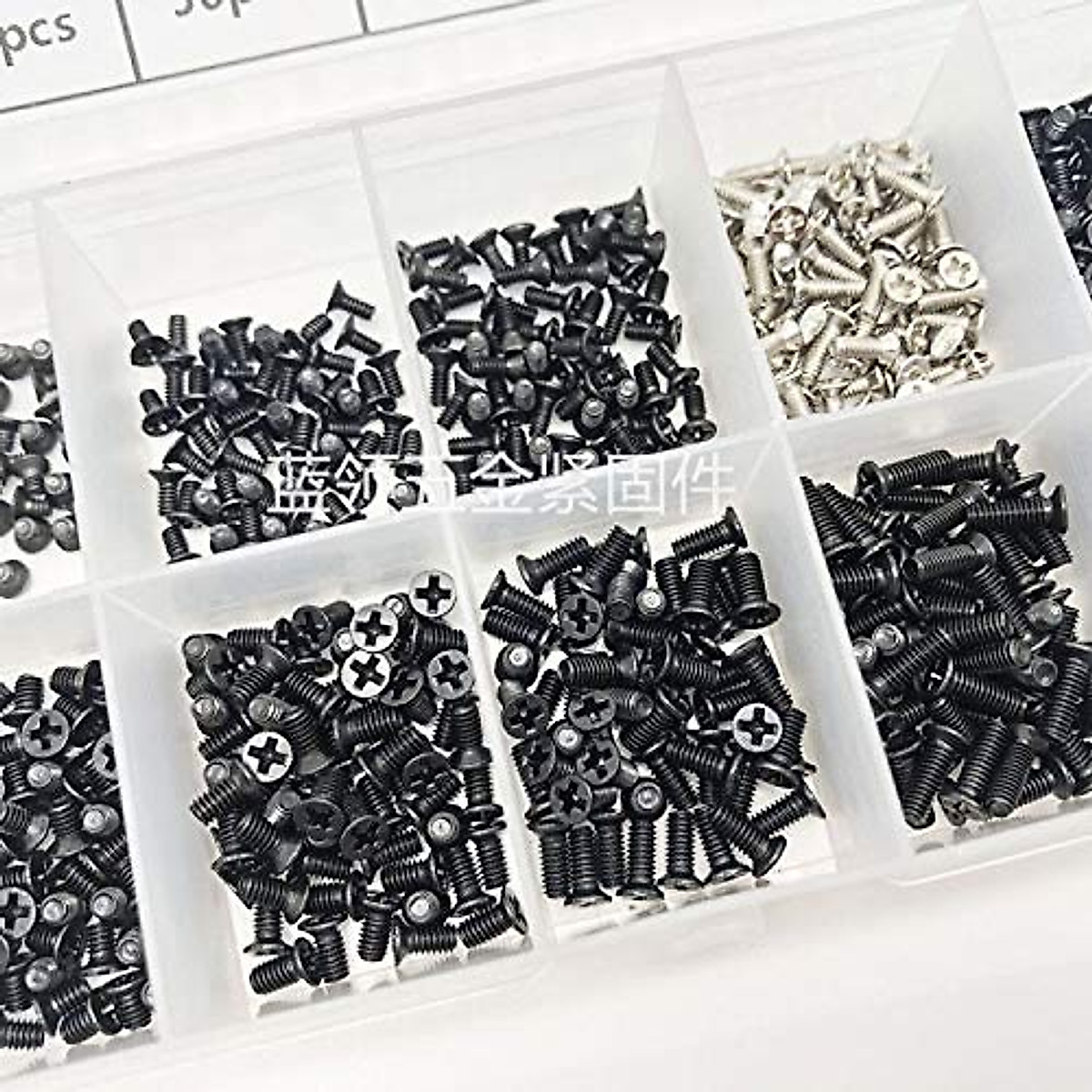 500Pcs M2 M2.5 M3 Screw Flat Head Machine Screws for Laptop Notebook Screws Set Kit for Computer Small Black Bolts SCRW-041919