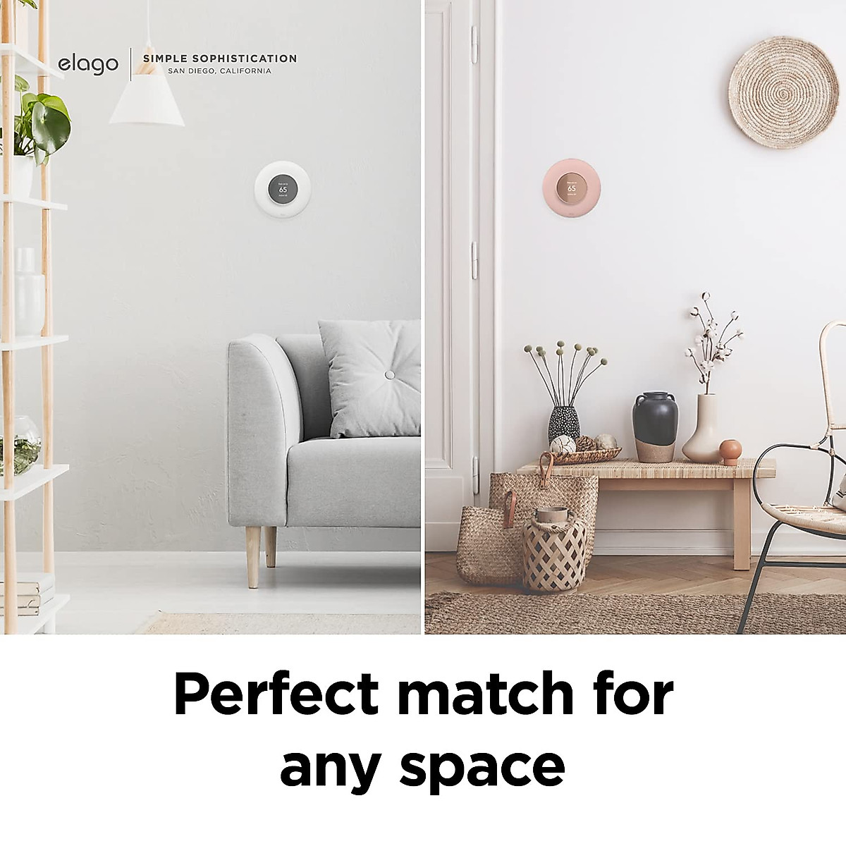 elago Wall Plate Cover Plus 2 Compatible with Google Nest Thermostat 2020 [Snow] - Durable Polycarbonate Material, Easy Installation, Complementary Design