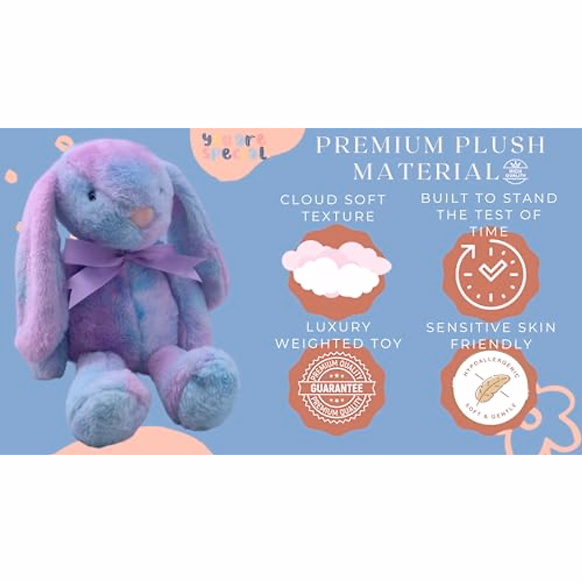 Huggable Happiness Weighted Stuffed Animals | Weighted PlushPals Bunny Toy for Kids & Adults | Ultra Soft Sensory Weighted Plushie Animal | Cute Stuffed Animal | 18in - 3lb