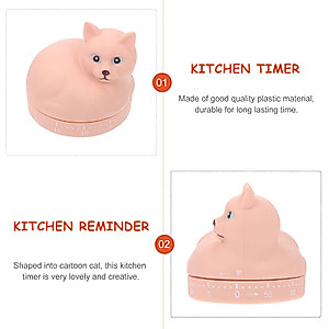Hemoton Kitchen Timer Wind Up 60- Minute Mechanical Visual Timers 3D Cat Shaped Alarm Clock Egg Timer Countdown Clock for Classroom Cooking Baking