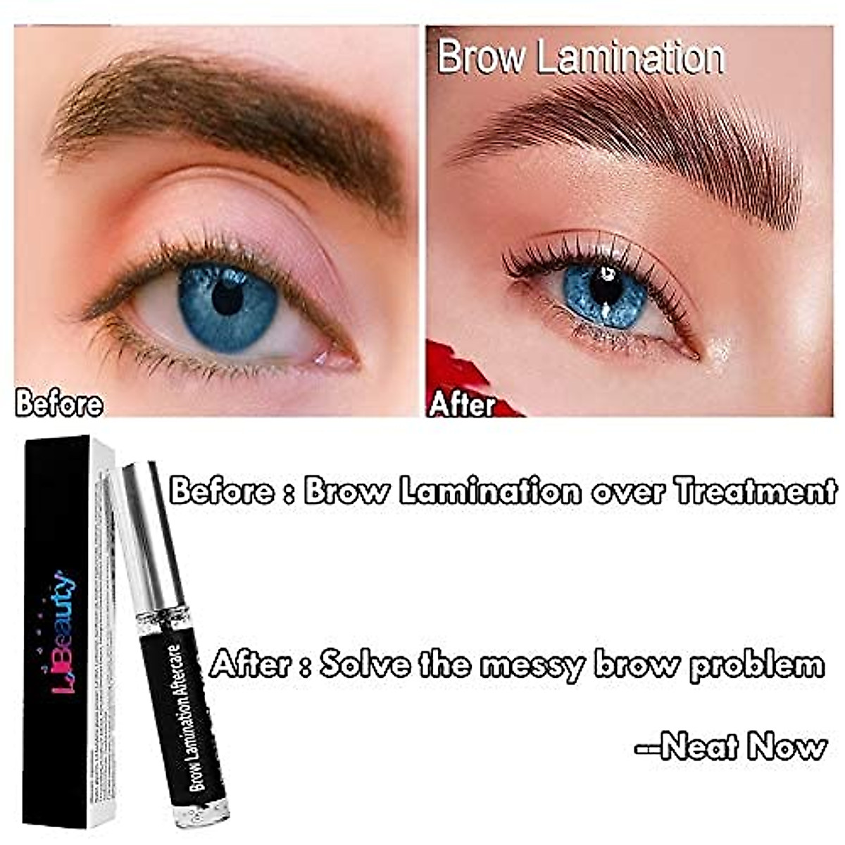 Brow Lamination Aftercare, Eyebrow and Eyelash Lift Conditioner, Lash Perm Nutrition, Keratin Filler Saves Burning Lashes & Brows, Fixing Gel for Lifting/Tint/Wax Treatment| 100-Day Supply