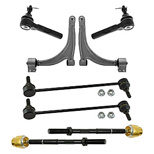 TRQ Front Steering & Suspension Kit Control Arm with Ball Joint Sway Bar Stabilizer Link Tie Rod Compatible with 2010-2012 Chevrolet Malibu 2010 Pontiac G6