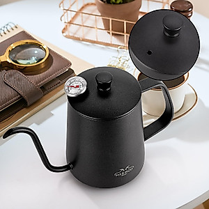 MERMOO YILAN Gooseneck Coffee Kettle 21oz Pour Over Drip Pot 600ml Long Narrow Spout Stainless Steel Water Dripper Kettle for Tea & Coffee(Silver)