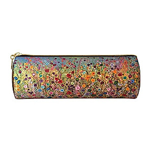 Colorful Flowers Floral Pencil Case Pen Pouch Cylinder Small Carrying Box for Adult With Smooth Zipper Simple Durable Lightweight for Office Organizer Storage Bag