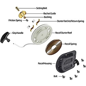 JMCHstore Pull Start Recoil Starter Assembly for Massimo Moto Baja MB200 MB200GC 196cc 4 Stroke 6.5hp Baja Heat, Mini Baja, Baja Warrior 196cc Mini Bike Replacement Parts w/Spare Pull Cord & Handle