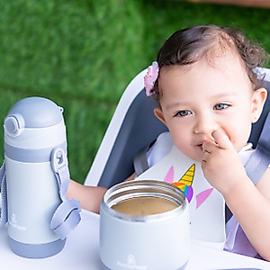 Insulated Straw Water Bottle | Kids Insulated Bottle | Thermos Bottle 12 Ounce Bottle - by Primo Passi (Gray)