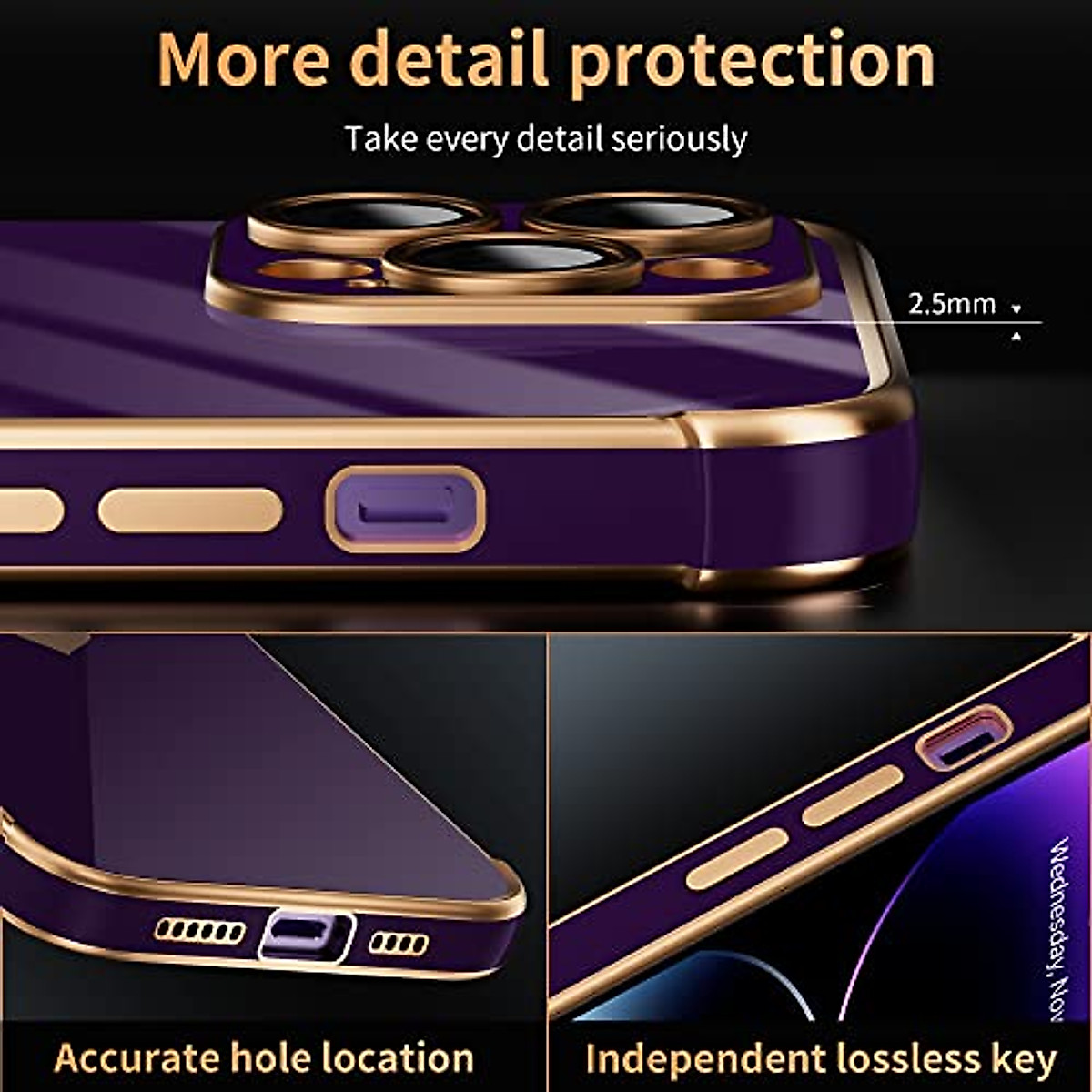 Jmltech Designed for iPhone 14 Pro Max Case Silicone for Women Girls Cute Design Soft Silicone Camera Protection Protective Lovely Heart Phone Cases for iPhone 14 Pro Max 6.7" (Dark Purple)