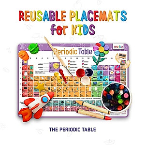 merka Periodic Table for Kids Educational Placemats for Kids Learning Chemistry with Periodic Table of Elements Non-Slip Silicone Mat for Dining Table