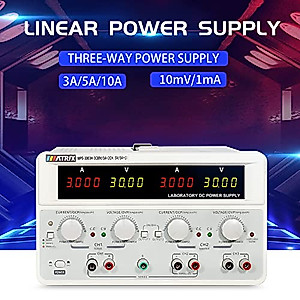 MATRIX MPS-3005H-3 Triple Linear DC Power Supply,30V 5A Adjustable Variable Low Ripple Benchtop DC Power Supply Digital Regulated Lab Grade with 4 Digits Display with Series and Parallel Mode