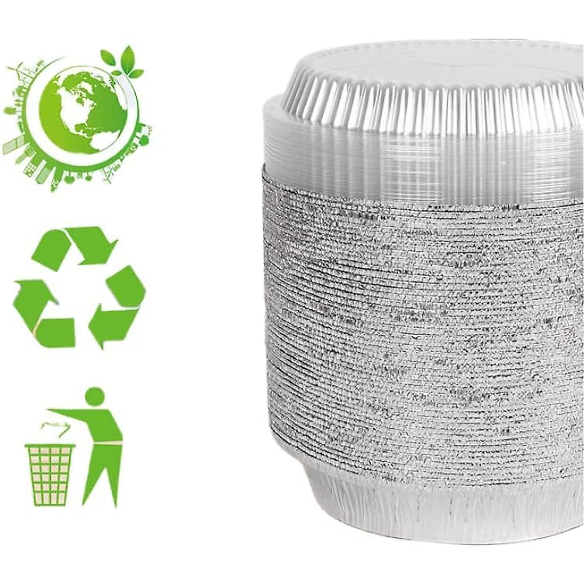 WHDepot 9'' Inch Round Tin Foil Pans Disposable Aluminum Pans with Clear Lids (30 Pack), Freezer & Oven Safe - For Baking, Cooking, Storage, Roasting, & Reheating, Recyclable, Pack of 30