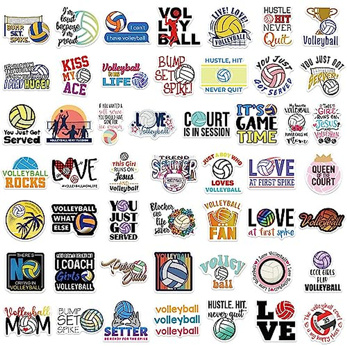 Volleyball Stickers 50PCS Sport Vinyl Stickers Waterproof for Laptop Water Bottles Volleyball helmet Scrapbook Luggage Sports Stickers Baseball Gifts Party Favors Baseball Stickers for Kids Teens Adults Boys Girls