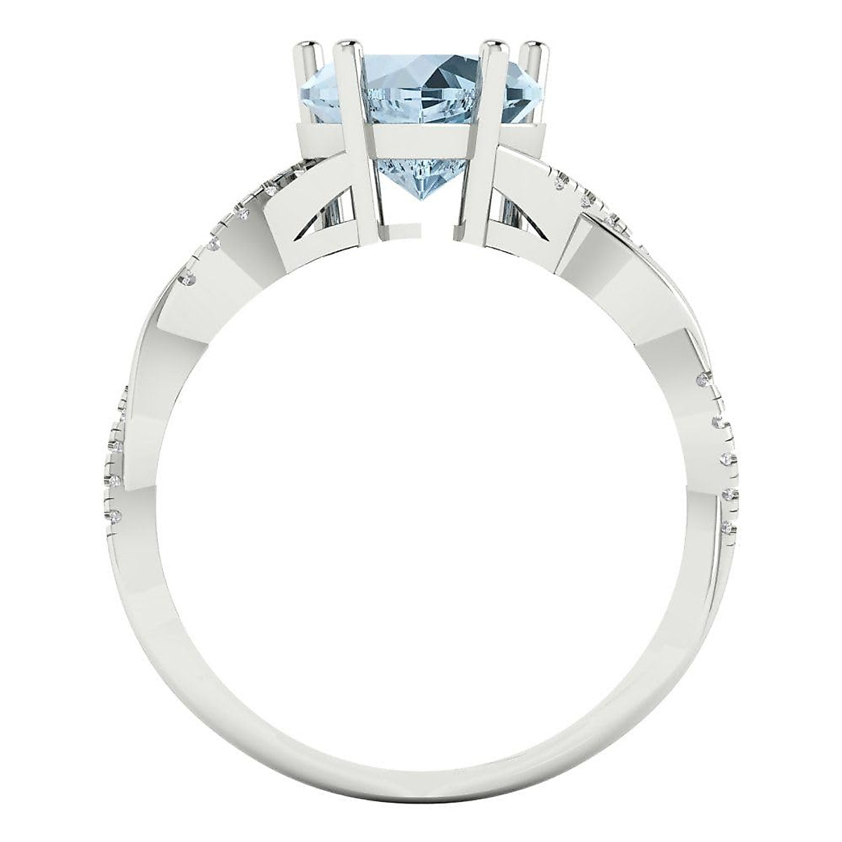 Clara Pucci 2.19ct Heart Cut Criss Cross Solitaire Halo Created Aquamarine Designer Anniversary Bridal Engagement Ring 14k White Gold 11
