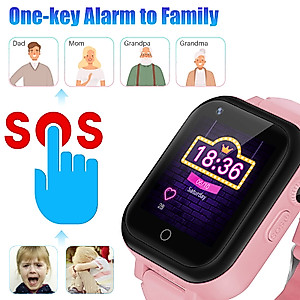 Beacon Pet Kids Smart Watch with GPS Tracker Phone Watch w Video Chat 3-Way Calling Child GPS Watches 4G Smart Watch with SIM Slot (Pink)