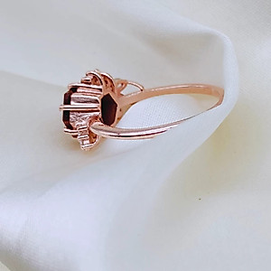 Hexagon Cut Unique Sandstone Ring Hexagon Cut Cluster Promise Ring Rose Gold Plated Ring Goldstone Ring Beautiful Wedding Gift Ring BY FOREVER GEMS & JEWELS
