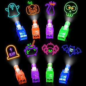 Halloween Party Favors, 40 Finger Lights for Kids Halloween Goodie Bag Fillers Basket Pinata Stuffers Light Up Halloween Toys Bulk Party Favor bag Treats Non Candy Halloween Classroom Prizes Supplies