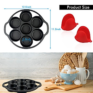YOLOPLUS+ Pre-seasoned Cast Iron Cake Pan Mini Cake Pan Cast Iron Biscuit Pan, Cast Iron Cookware for Biscuits, Muffins, and Scones