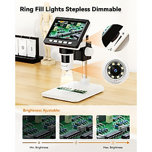 4.3" Digital Microscope for Adults, SKYEAR Coin Microscope1000X Magnification with 8 Ajustable LED Fill Lights, USB Microscope for Windows/MacOS, Coin Collection Supplies