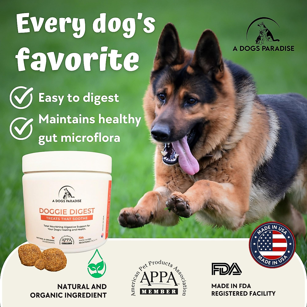 Doggie Digest-Natural Organic Dogs Pre & Probiotics, 10 Active Nutrients, Cold Pressed, Vet Formulated, Upset Stomach/Allergies/Itching, Digestive Enzymes, Gut/Skin/Hip/Joint, Pumpkin, Immune Support.