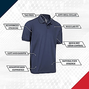 Premium Wear 2-Pack Men's Navy Polo T-Shirts Quick-Dry Moisture Wicking - Breathable, Lightweight, and Durable - Perfect for Sports, Gym, and Outdoor Activities - Machine Washable 2X-Large